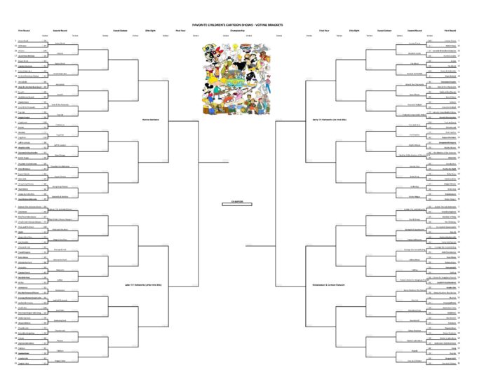 Favorite Childhood Cartoon Shows – Round Two – Voting Brackets