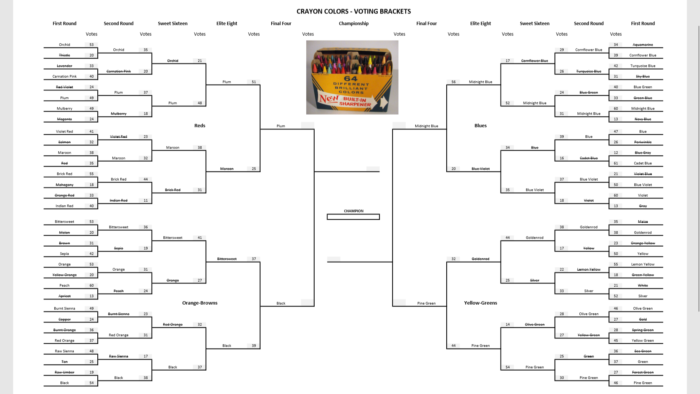 Favorite Crayola Crayon Colors – Semifinals – Voting Brackets