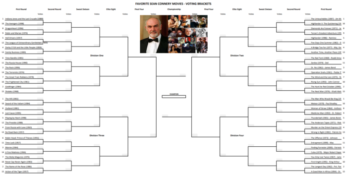 Favorite Sean Connery Movies – Round One – Voting Brackets